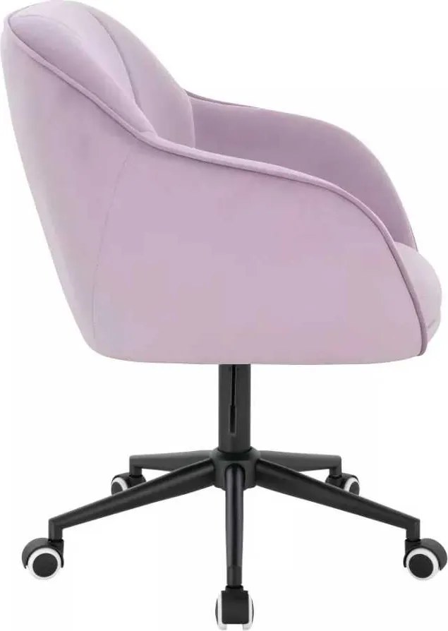 LuxuryForm DESIGN Otočná židle AVOLA VELUR na černé podstavě s kolečky - levandule