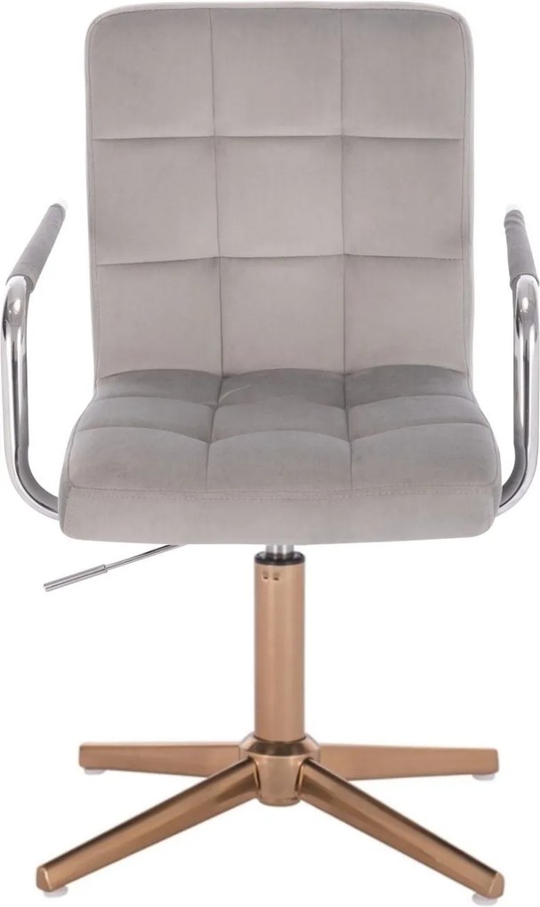 LuxuryForm DESIGN Otočná židle VERONA VELUR na zlatém kříži - světle šedá