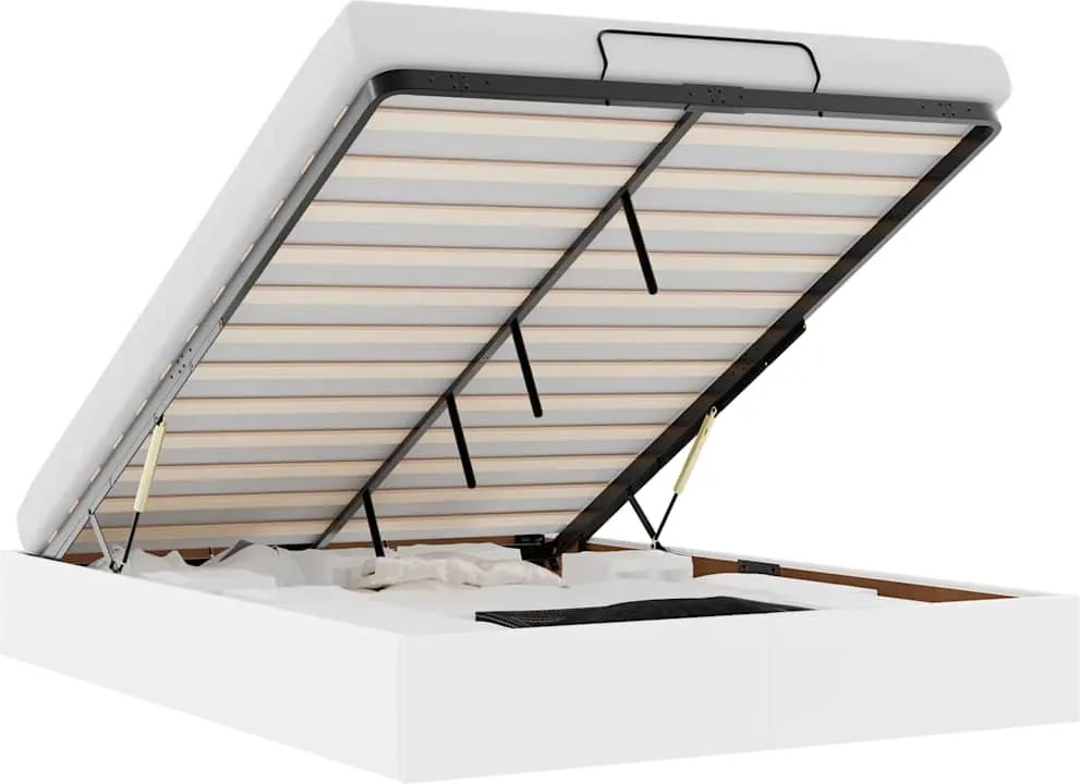 Osmanský rám postele bez matrace bílý 140x190 cm umělá kůže 3310800