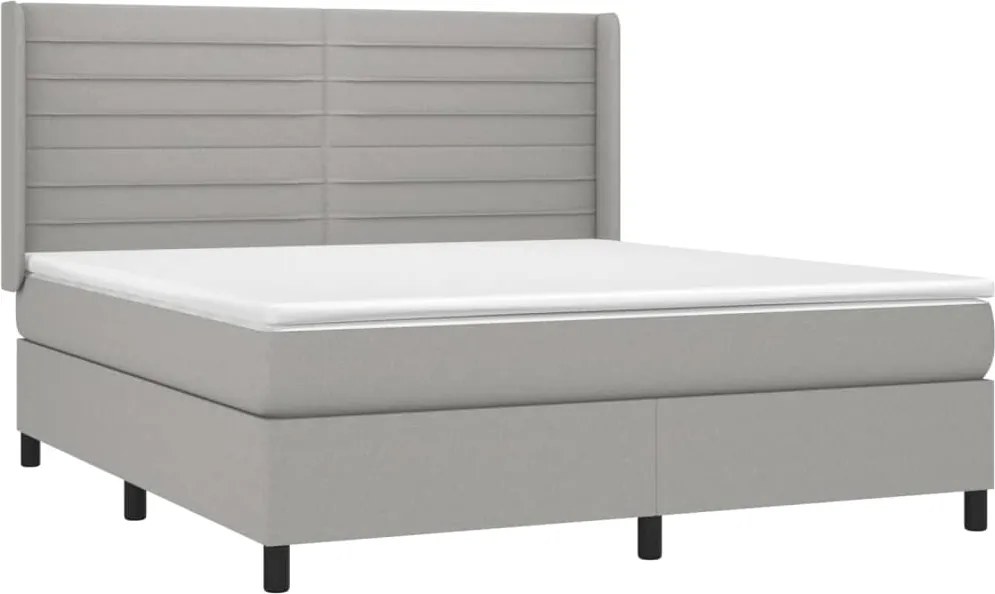 Box spring postel s matrací a LED světle šedá 180x200 cm textil 3138413