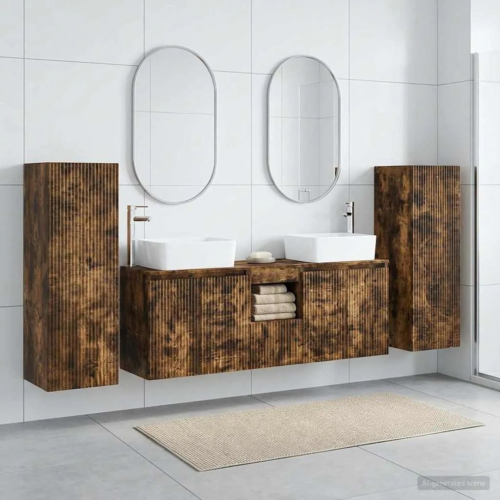 Sada koupelnového nábytku 5 ks Kouřový dub 33 x 34,5 x 100 cm 3405998