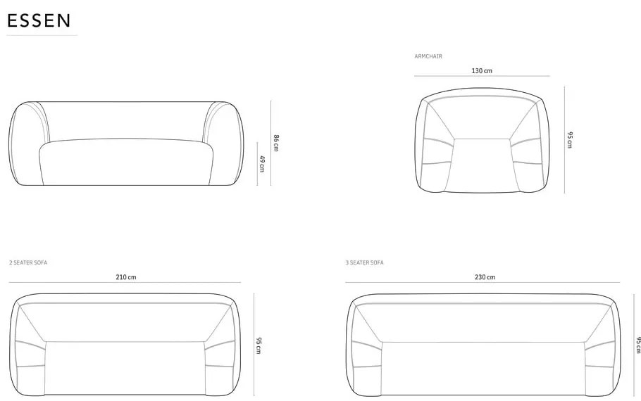 Světle šedá pohovka z textilie bouclé 210 cm Essen – Cosmopolitan Design