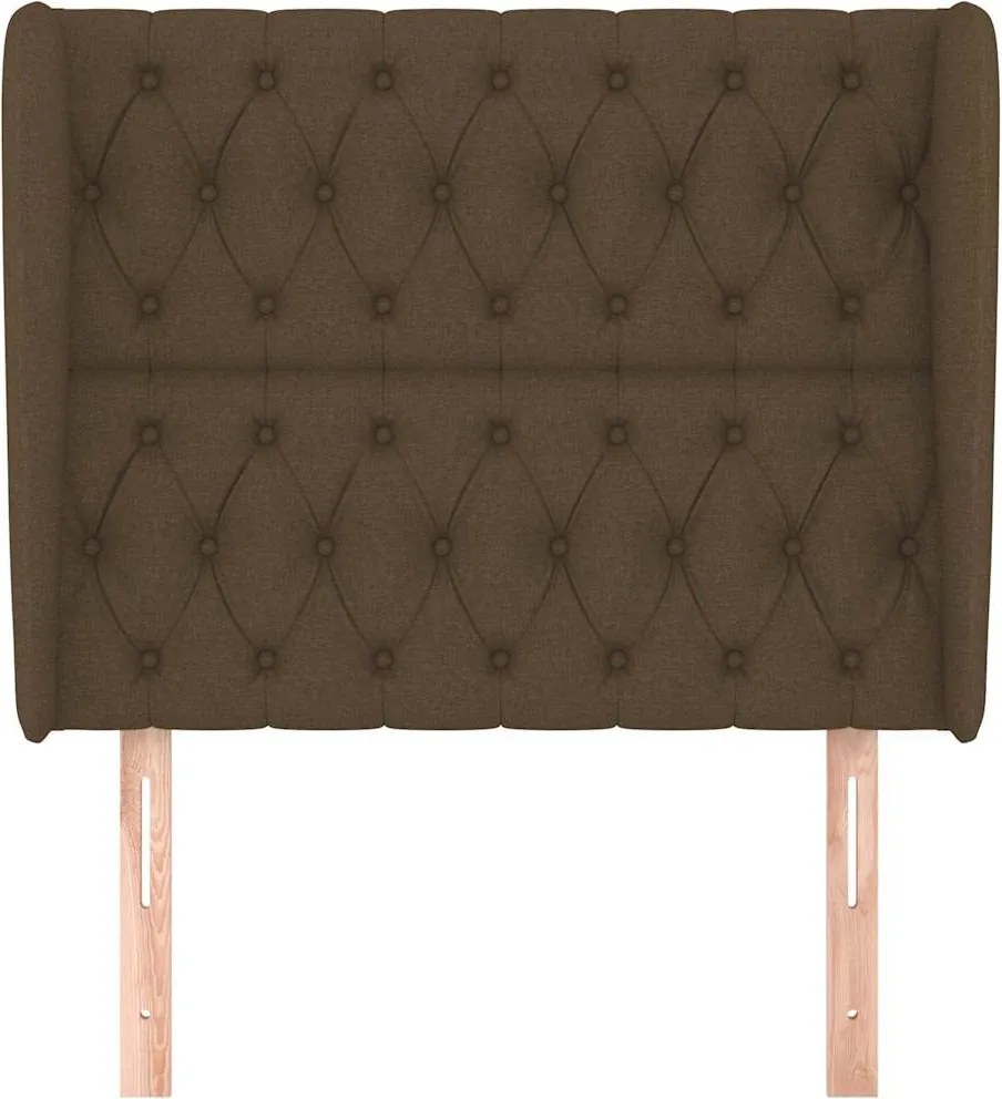 Čelo postele typu ušák tmavě hnědé 103x23x118/128 cm textil 3118285