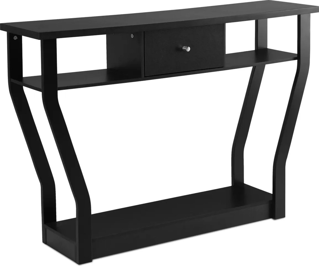 Costway Konzolový stůl černý se zásuvkou a policí – 120 × 30 × 81 cm