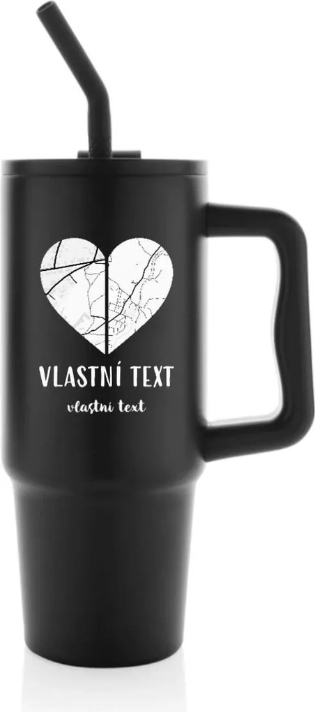 Personalizovaná nerezová termoska s barevným víčkem - Dvě místa, jedno srdce