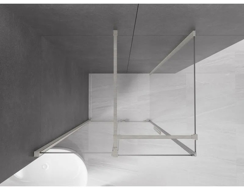 Mexen Velar, sprchový kout s posuvnými dveřmi 110 x 120 cm, 8mm čiré sklo, broušená ocel, 871-110-120-01-97