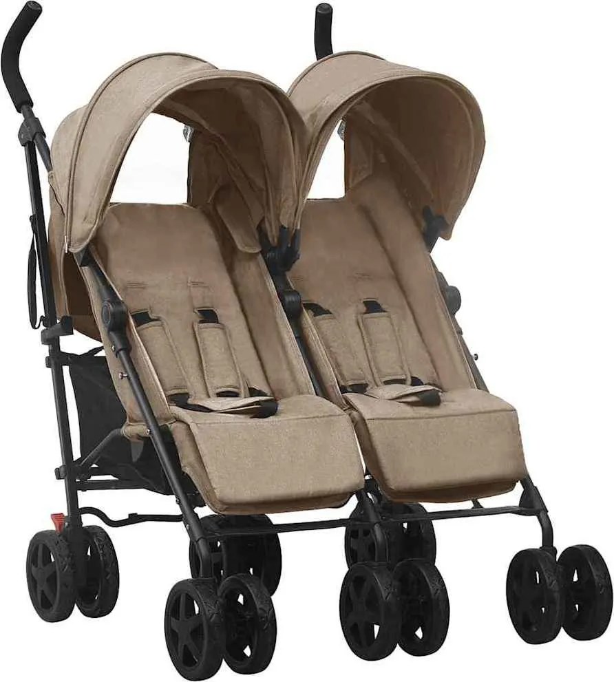 vidaXL Dvojitý kočárek ocel [10235] Barva: taupe