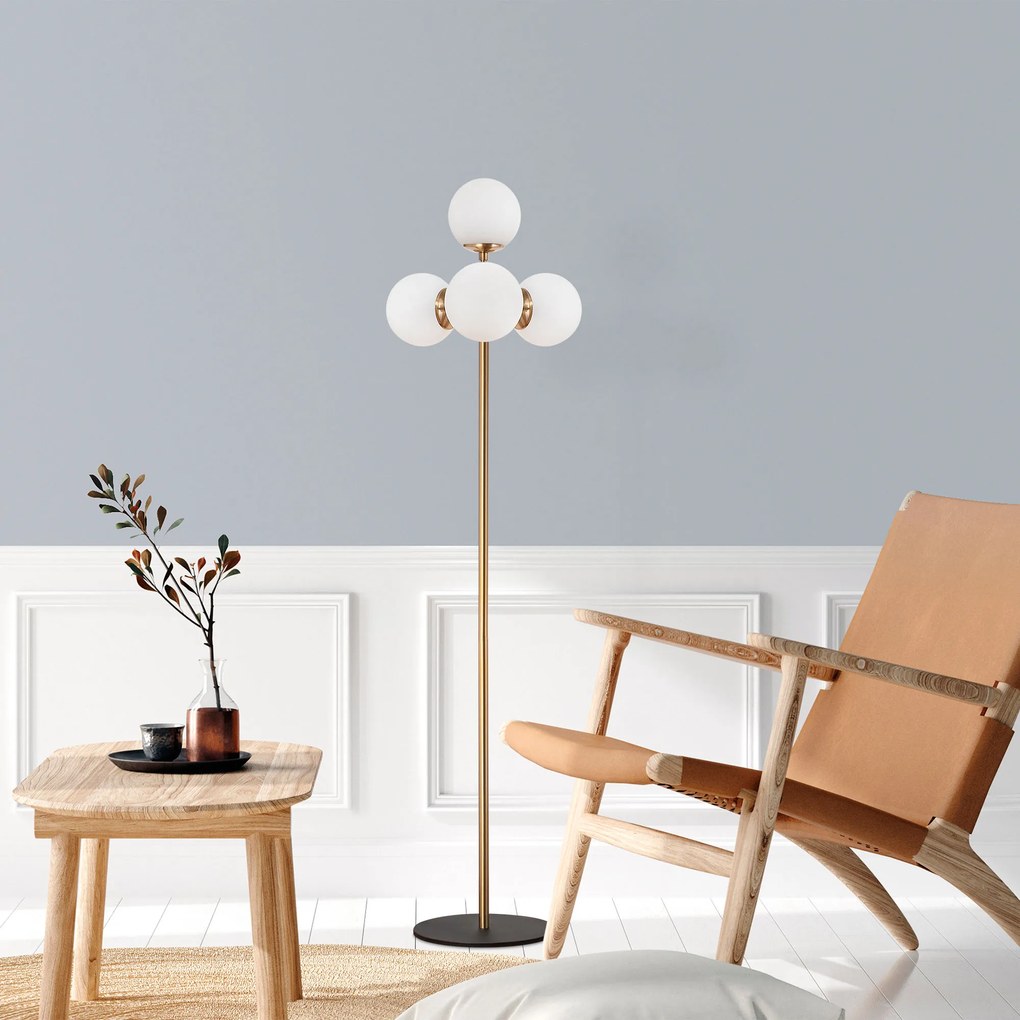 OPVIQ Podlahová lampa AKKAS bronz mléčné sklo