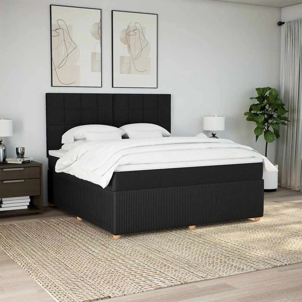 Box spring postel s matrací černá 180x200 cm textil 3294437