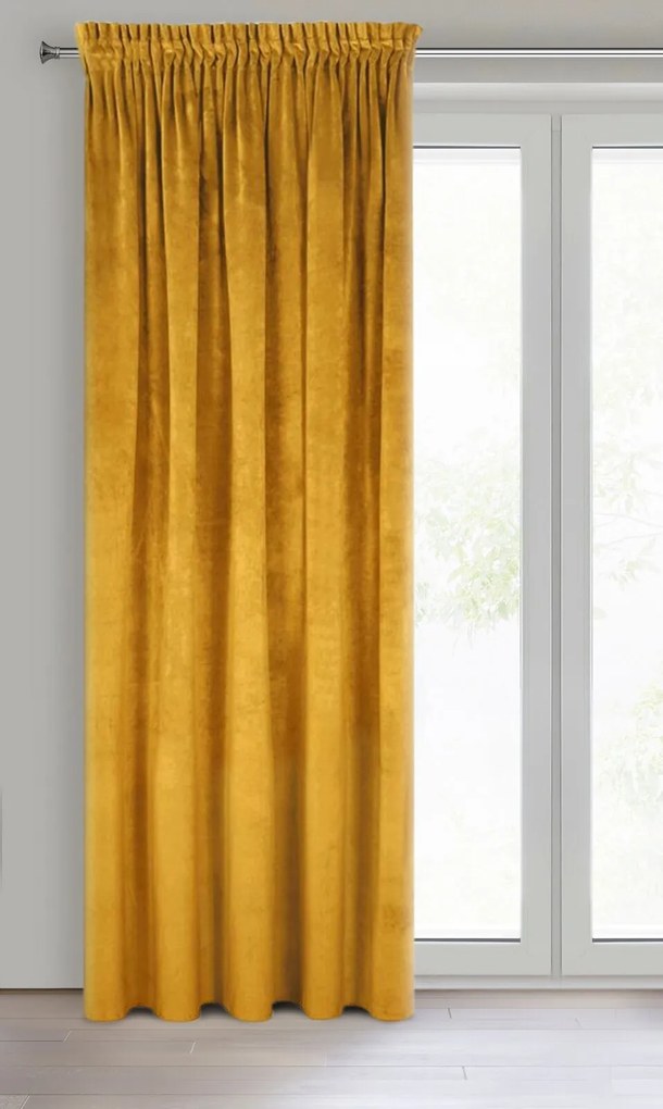ZATEMŇOVACÍ ZÁVĚS NA PÁSCE VILLA 140X270 CM HOŘČICOVÁ