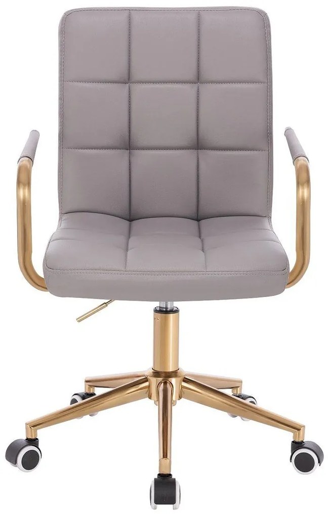 LuxuryForm DESIGN Otočná židle VERONA GOLD na zlaté podstavě s kolečky - šedá