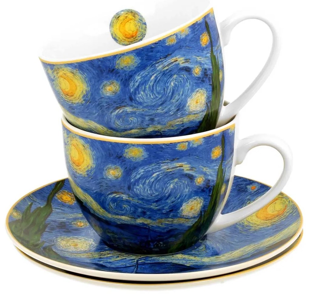 Porcelánový šálek s podšálkem Van Gogh Starry Night 90 ml sada 2ks