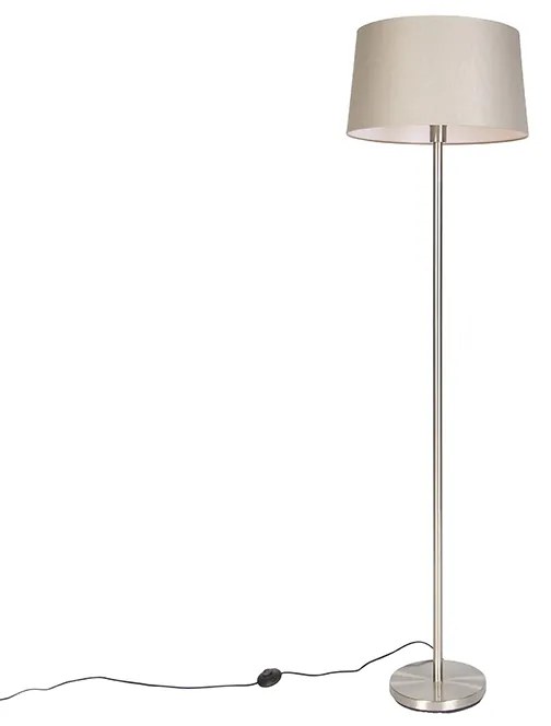 Moderní stojací lampa ocelová s tmavě béžovým stínítkem 45 cm - Simplo