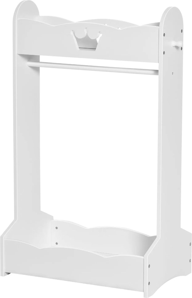 HOMCOM Dětský věšák na kabáty s policemi a bočními háčky, Dřevěný nábytek do dětského pokoje, 70,5x37x103cm, Bílý | Aosom