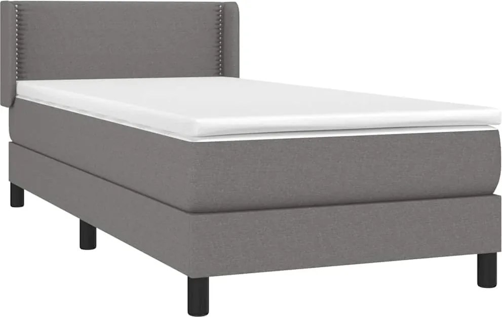 Box spring postel s matrací tmavě šedá 90x200 cm textil 3129602