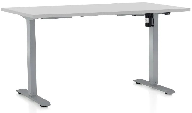 Výškově nastavitelný stůl OfficeTech A, 120 x 80 cm, šedá podnož, světle šedá