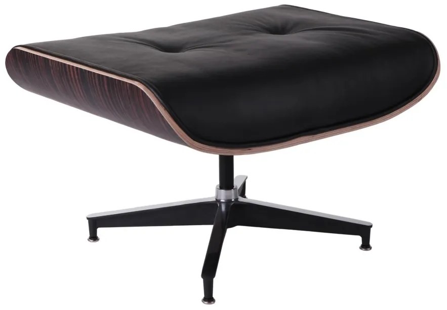 Culty Černá kožená podnožka Lounge Chair Ottoman v ebenovém provedení