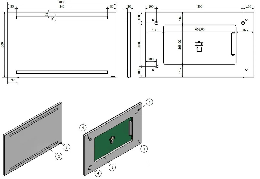 HOPA Zrcadlo s LED osvětlením NEŽÁRKA Rozměr A - 100 cm, Rozměr B - 3 cm, Rozměr C - 60 cm - ZRNEZA6010