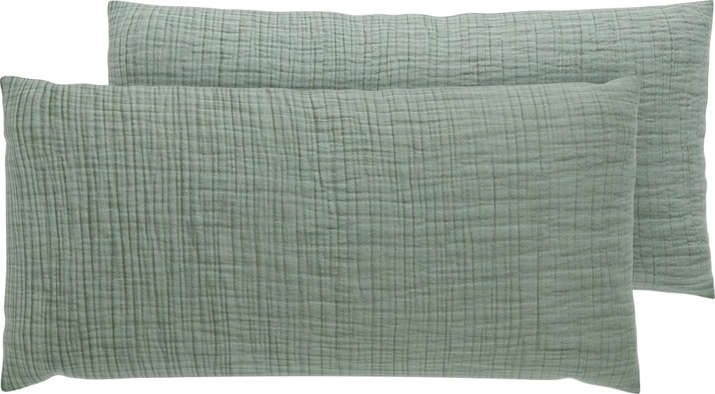 Livarno® Mušelínový potah na polštář pro spánek na boku, 40 x 80 cm, 2 kusy (zelená)