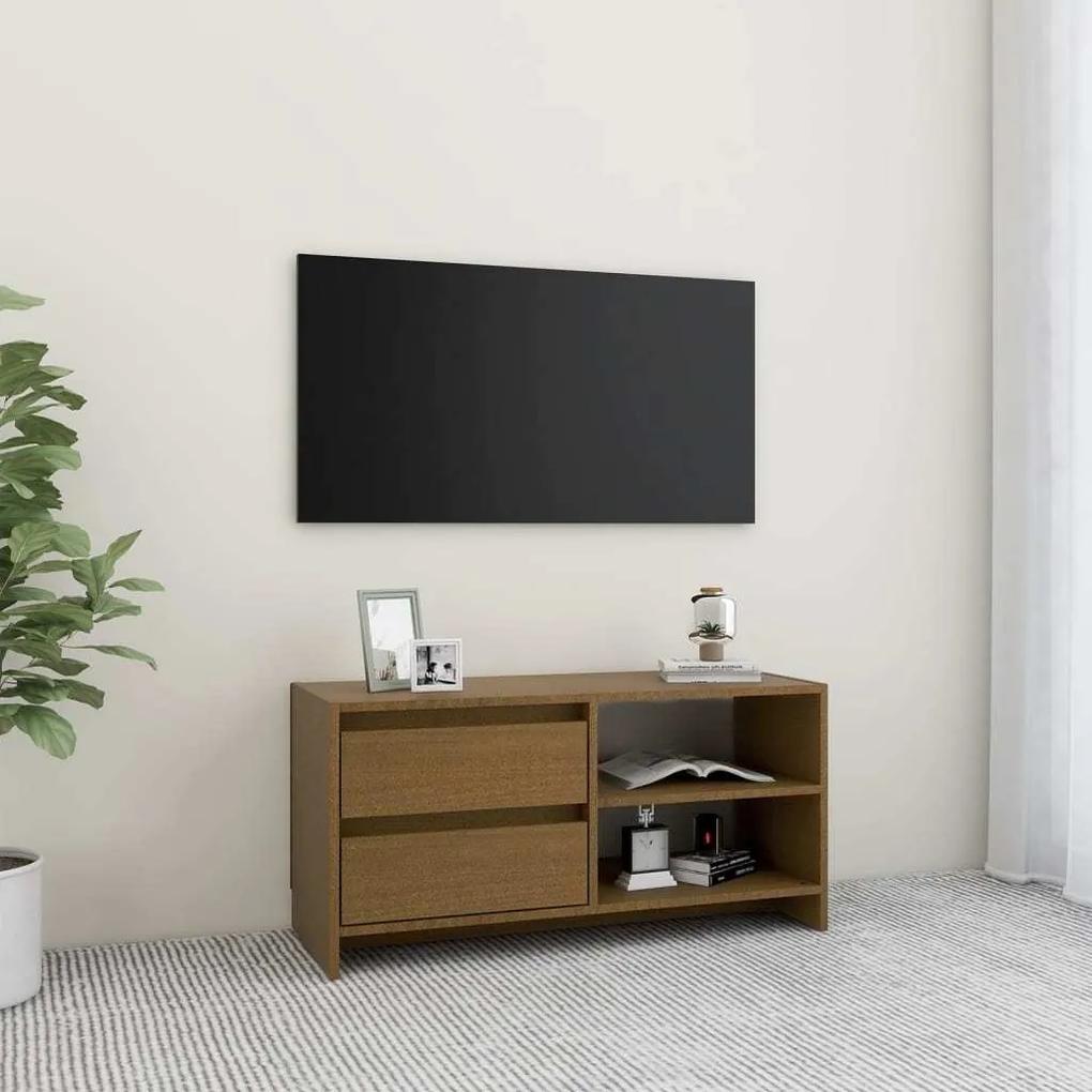 vidaXL TV stolek 80 x 31 x 39 cm masivní borové dřevo [809897] Barva: Černá