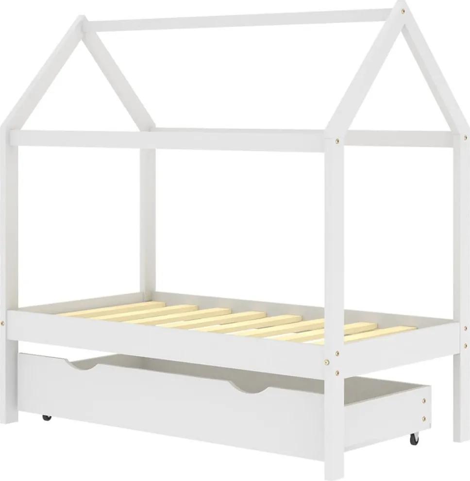 vidaXL Rám dětské postele se zásuvkou masivní borovice 70x140 cm [322139] Barva: Bílá