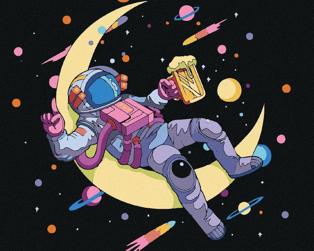 zuty zuty - malování podle čísel - astronaut a pivo, 40x50 cm, plátno+rám
