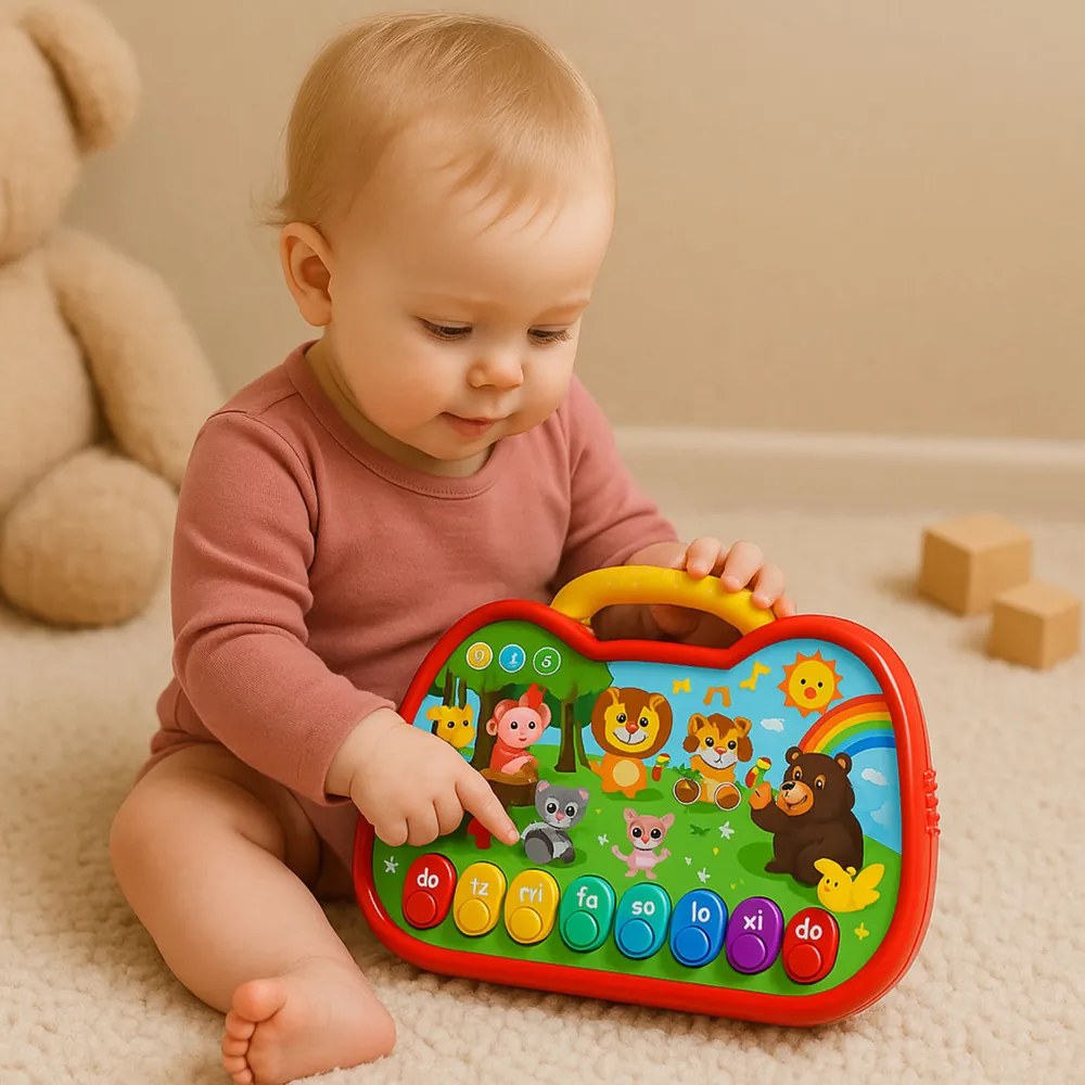 LEAN Toys Interaktivní vzdělávací tabule Svět zvířat nástroje piano