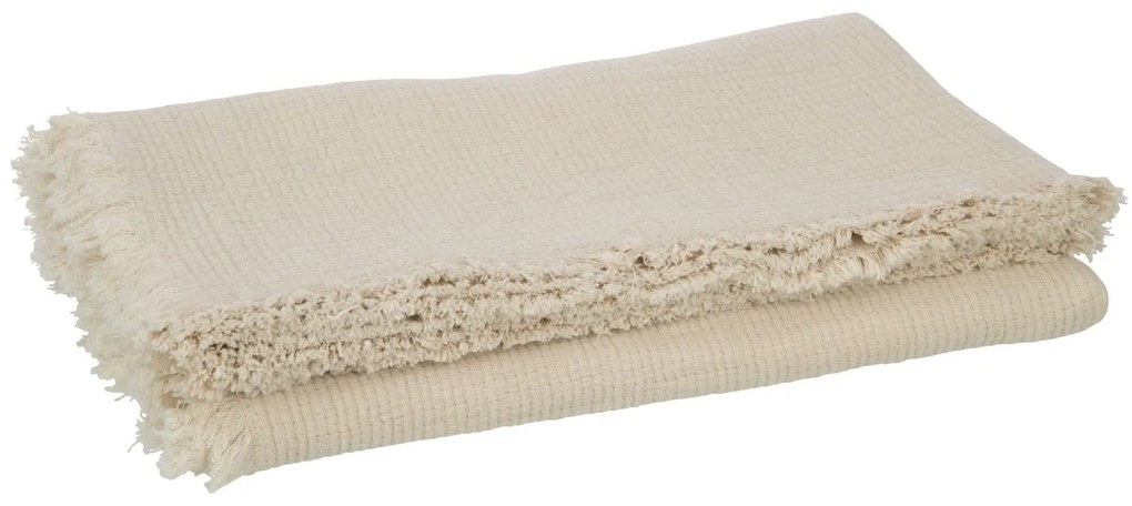 Béžový mušelínový pléd s třásněmi Muslin - 130*180 cm