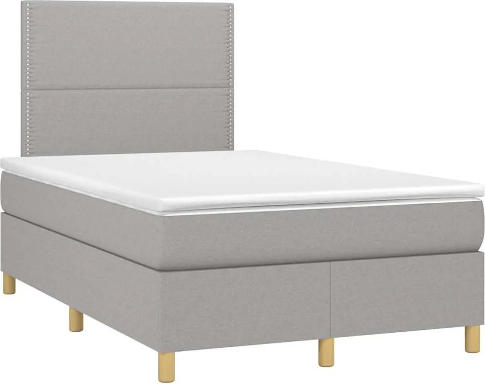 Box spring postel s matrací a LED světle šedá 120x200 cm textil 3135341