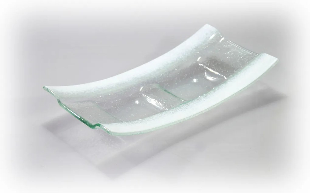 BDK-GLASS Skleněný svícen BOAT s bílým okrajem Rozměr: 12x32cm
