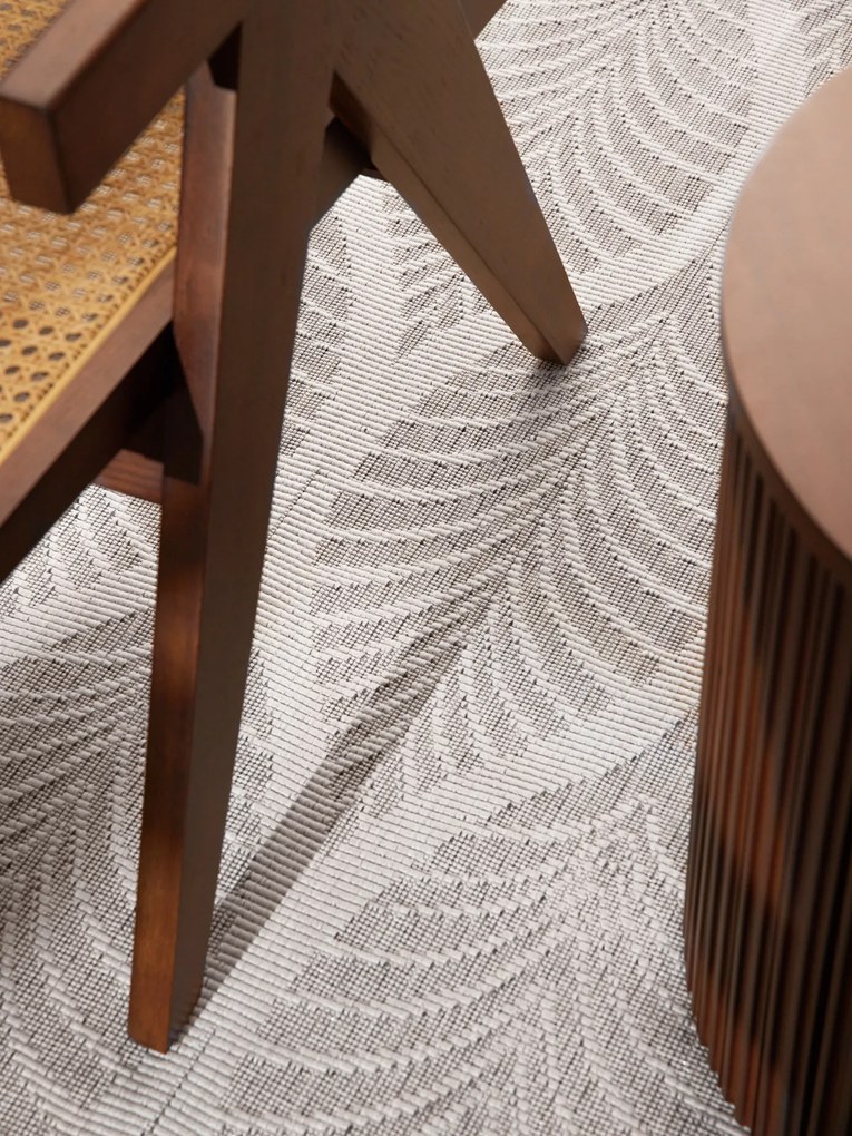 NORTHRUGS, Kusový koberec Duet Liora 106246 White/Gray kruh - na ven i na doma, 160x160 (průměr) kruh, šedá, chodba / předsíň