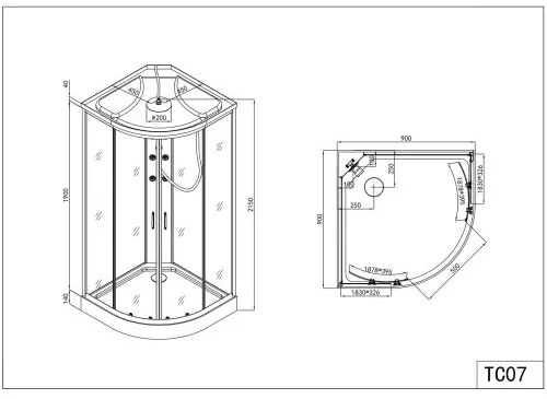 RAKOUSKÝ produkt - Sprchový box TC07 90x90x215