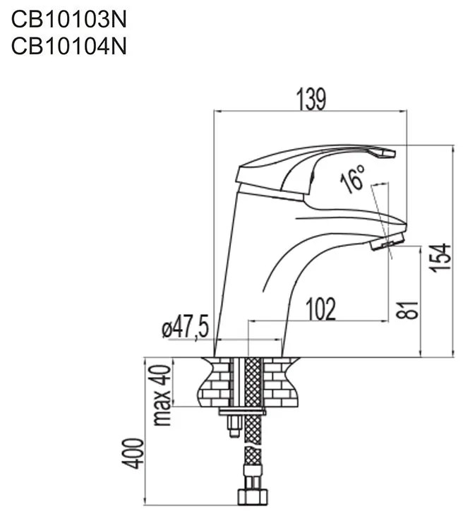Mereo Sonáta umyvadlová stojánková baterie bez výpusti mosaz chrom CB10103N