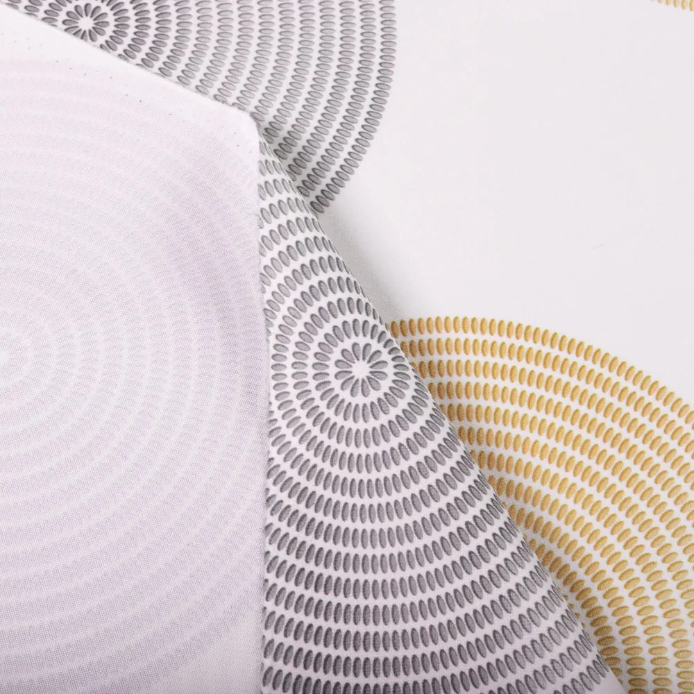 Biante Sametový běhoun na stůl Tamara TMR-023 Žluté a šedé designové kruhy na smetanovém 35x180 cm