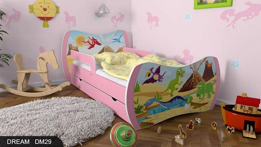 Dětská postel Dream vzor 29 140x70 cm růžová