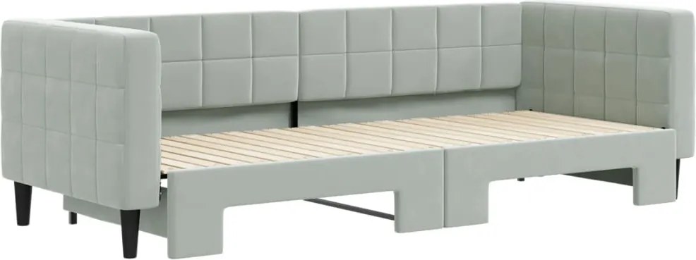 Válenda s přistýlkou světle šedá 80 x 200 cm samet 3196684