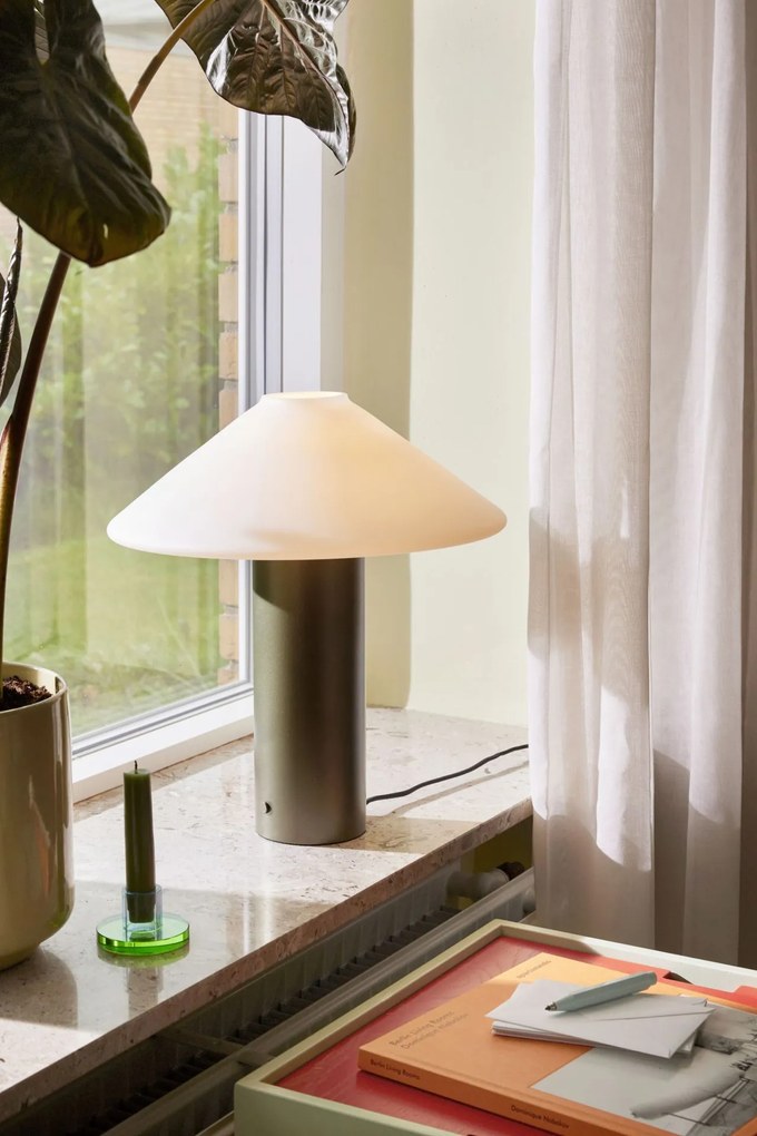 Hübsch Stmívatelná stolní LED lampa Orbit Dark green, zelená barva, sklo, kov