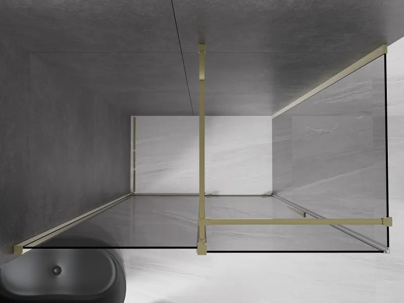 Mexen Velar, sprchový kout s posuvnými dveřmi 150 x 80 cm, 8mm šedé sklo, zlatá lesklá, 871-150-080-41-50