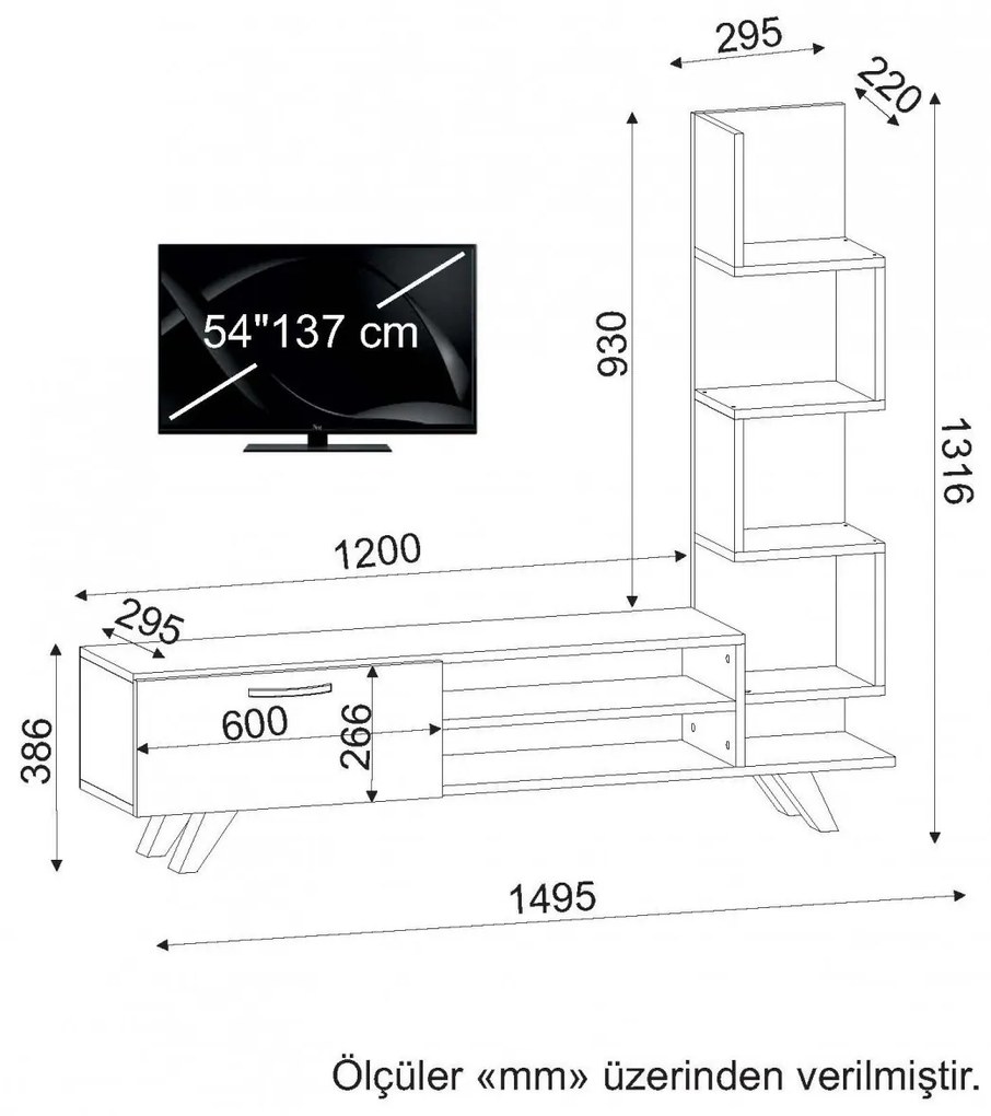 Obývací stěna Ceren 149,5 cm bílá/hnědá