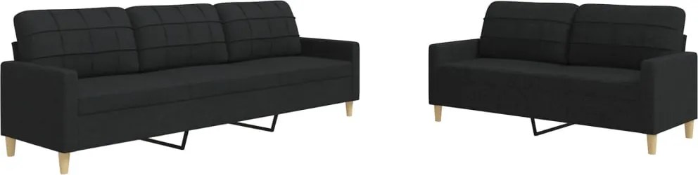 2dílná sedací souprava černá textil 3278323
