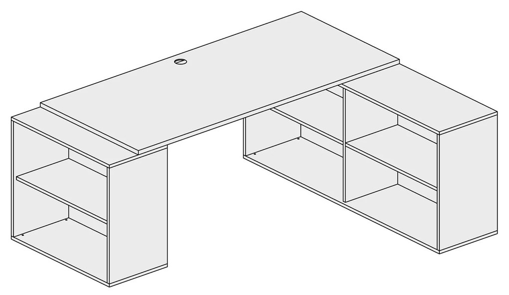 PLAN Kancelářský psací stůl s úložným prostorem BLOCK B01, bílá/dub přírodní