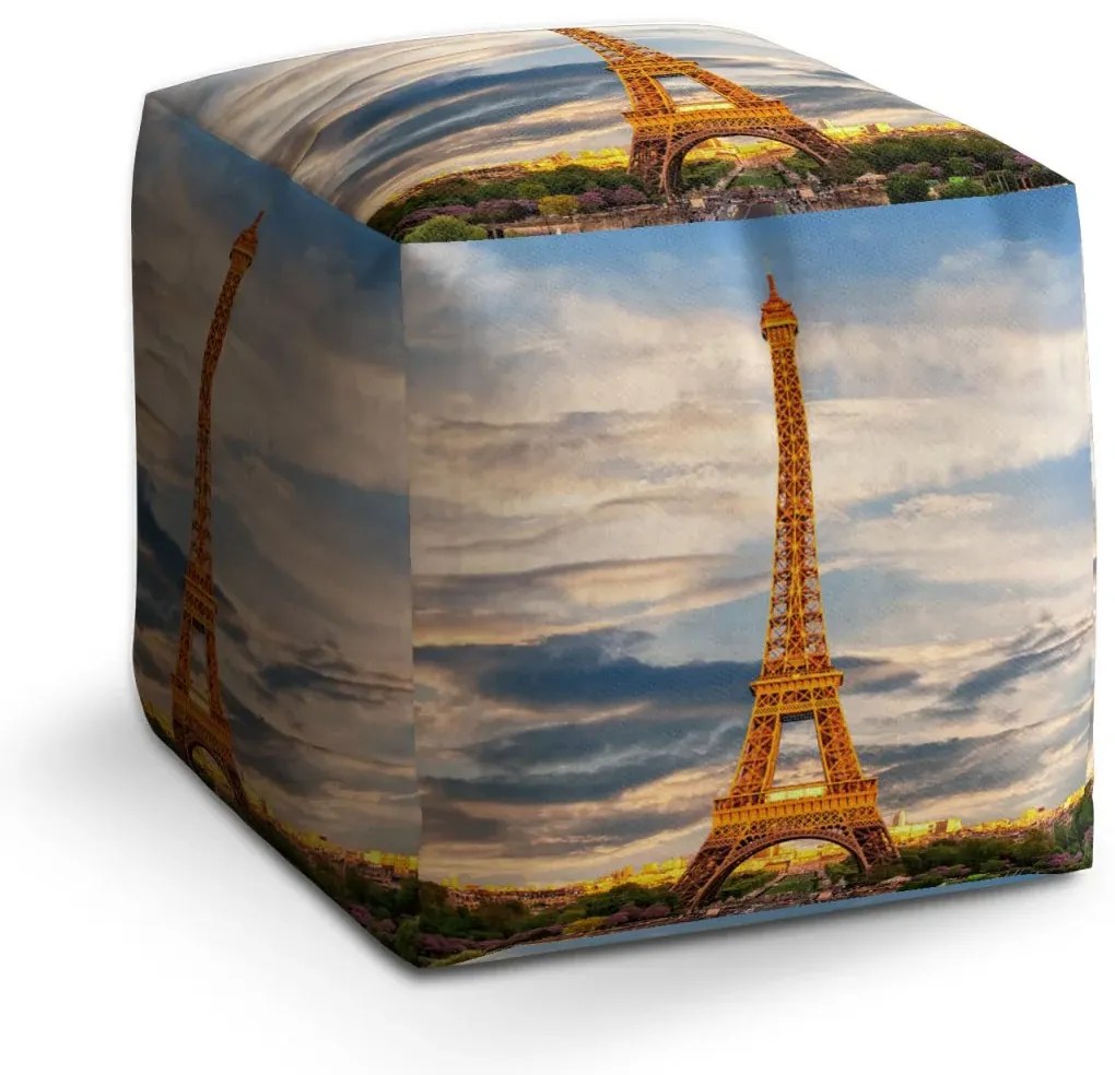 Sablio Taburet Cube Eiffel Tower 3: 40x40x40 cm
