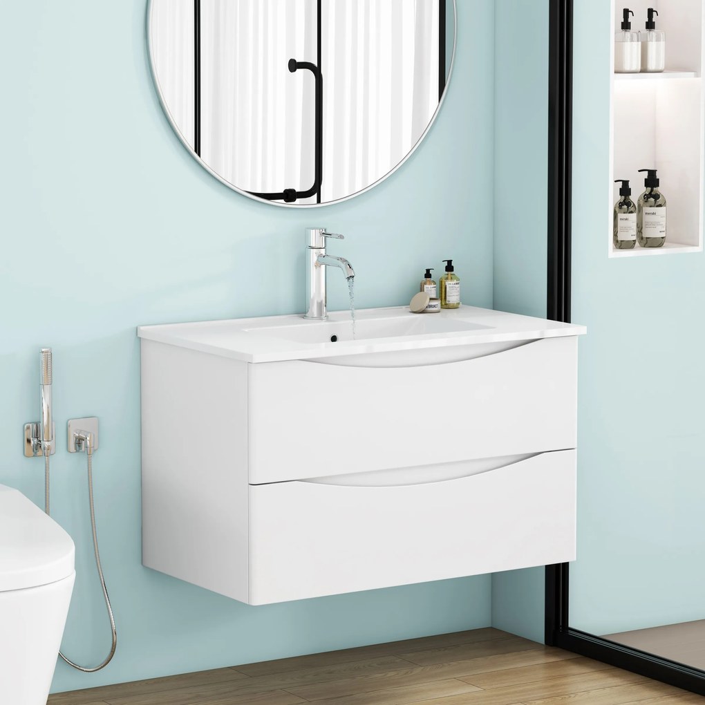 Závěsná skříňka pod umyvadlo Houseland Nirela 80 cm bílá