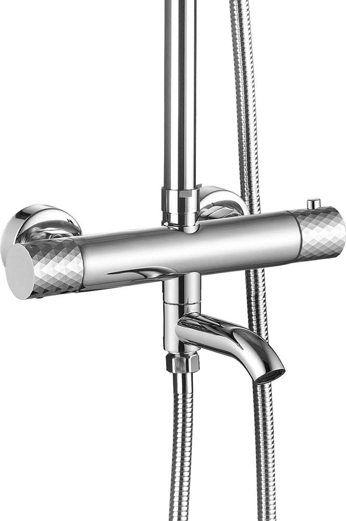 Rea Lungo Diamond, sprchová/vanová sada s termostatickou baterií, hlavovou a ruční sprchovou hlavicí, chromová, REA-P5961