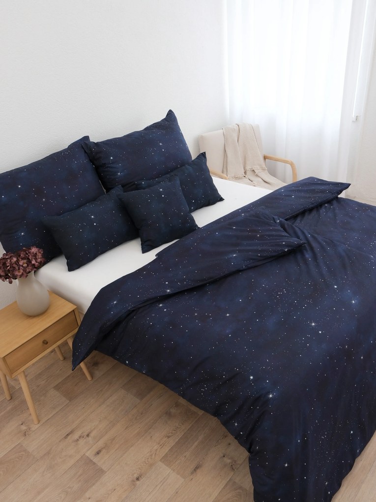 MK Lůžkoviny Prodloužené bavlněné povlečení Renforcé - Hvězdná obloha 140 × 220 cm, 70 x 90 cm