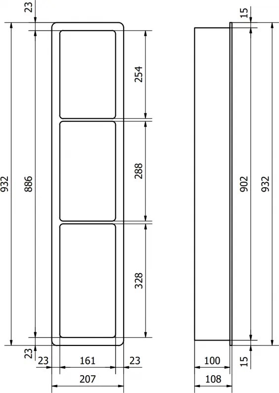 Mexen X-Wall-K, zapuštěná police z konglomerátu 93,2 x 20,7 cm, bílá, 1900932010
