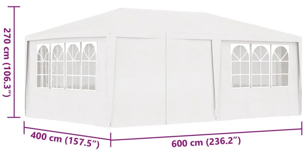 vidaXL Marketos Profesionální party stan s bočnicemi 4 x 6 m bílý 90 g/m²