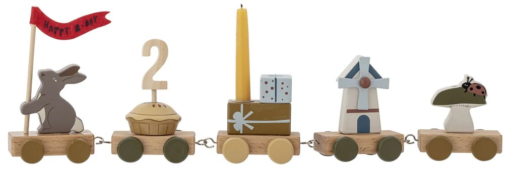 Bloomingville Dřevěná narozeninová hračka Alfi Brown, hnědá barva, dřevo
