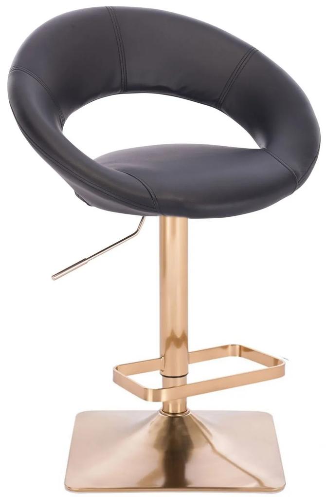 LuxuryForm Barová židle NAPOLI na zlaté hranaté podstavě - tmavě šedá