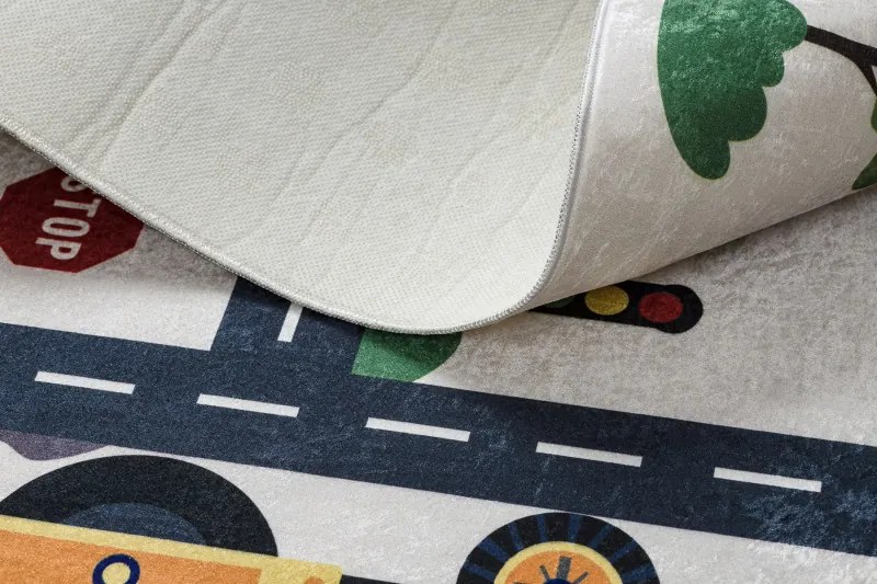 Dywany Łuszczów, Dětský kusový koberec Bambino 2223 Streets cars cream, 160x220, béžová, dětský pokoj